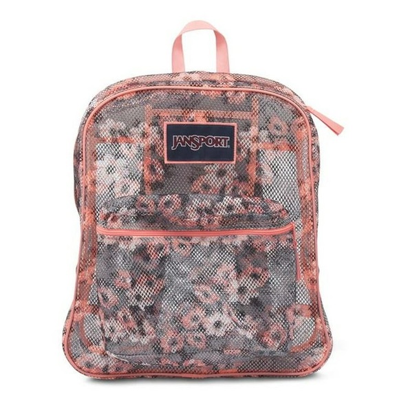Jansport | Bags | Jansport Coral Sparkle Pretty Posey Mesh Backpack ...